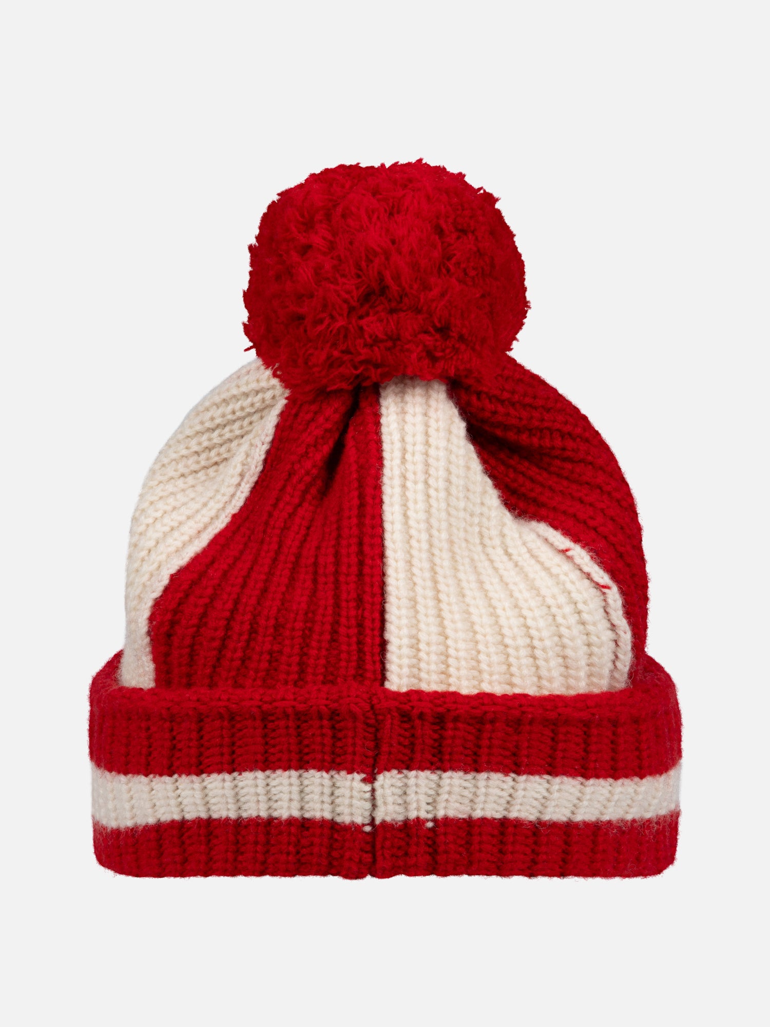 POMPOM BEANIE in RED ECRU